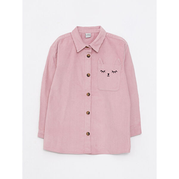 Nakışlı Uzun Kollu Kadife Kız Çocuk Gömlek Nakışlı Uzun Kollu Kadife Kız Çocuk Gömlek