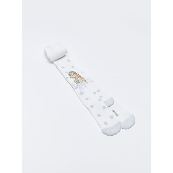 Elsa Desenli Kız Çocuk Havlu Külotlu Çorap