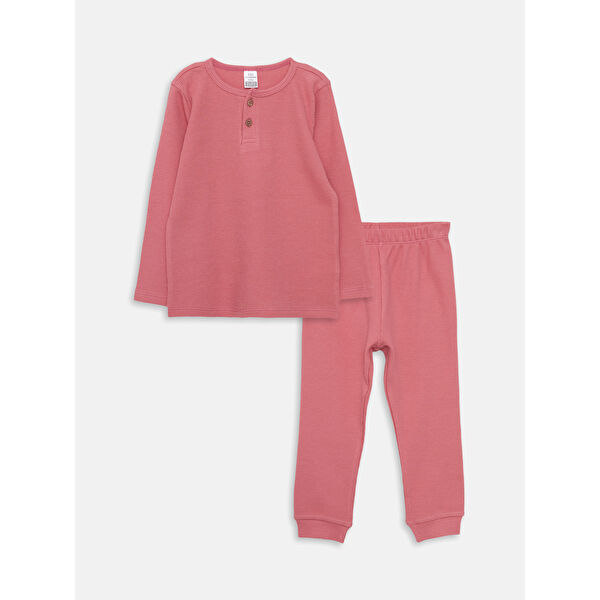 Bisiklet Yaka Uzun Kollu Basic Kız Bebek Pijama Takımı Bisiklet Yaka Uzun Kollu Basic Kız Bebek Pijama Takımı