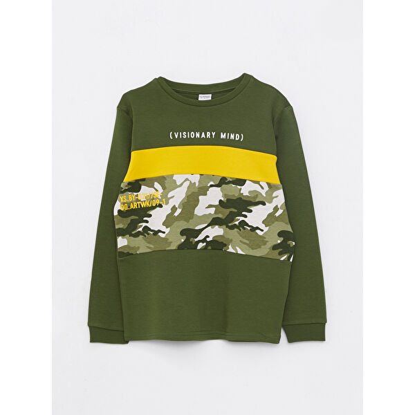 Bisiklet Yaka Baskılı Uzun Kollu Erkek Çocuk Sweatshirt Bisiklet Yaka Baskılı Uzun Kollu Erkek Çocuk Sweatshirt