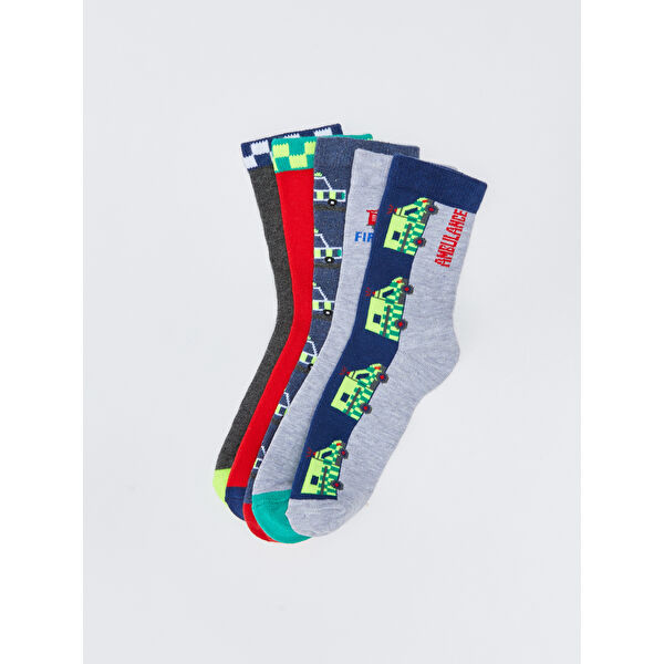 Desenli Erkek Çocuk Soket Çorap 5'li