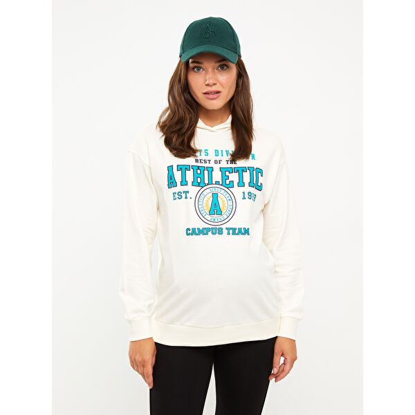 Kapüşonlu Baskılı Uzun Kollu Hamile Sweatshirt Kapüşonlu Baskılı Uzun Kollu Hamile Sweatshirt