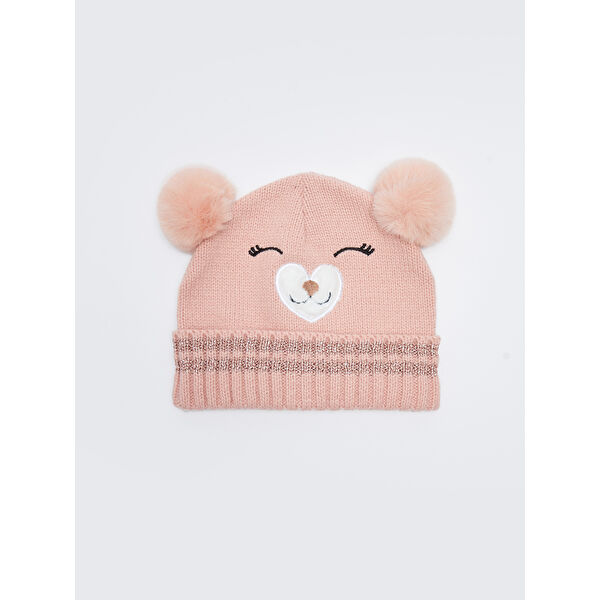 Çift Ponponlu Nakışlı Kız Çocuk Bere Çift Ponponlu Nakışlı Kız Çocuk Bere