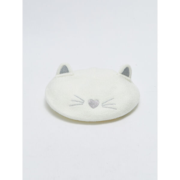 3D Kulak Detaylı Nakışlı Kız Çocuk Ressam Bere 3D Kulak Detaylı Nakışlı Kız Çocuk Ressam Bere