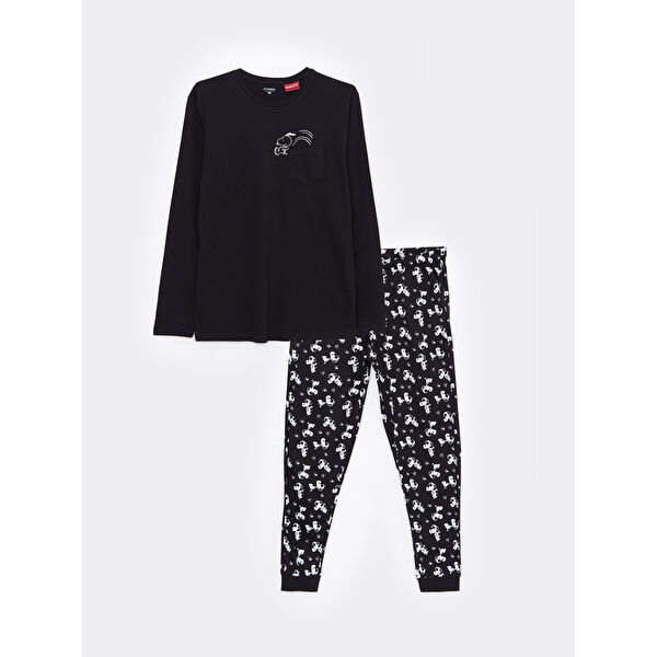 Standart Kalıp Snoopy Baskılı Erkek Pijama Takımı