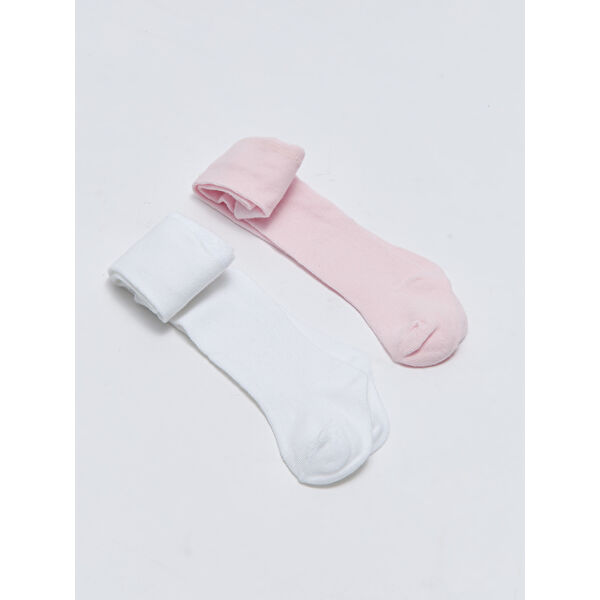 Beli Lastikli Basic Kız Bebek Külotlu Çorap 2'li