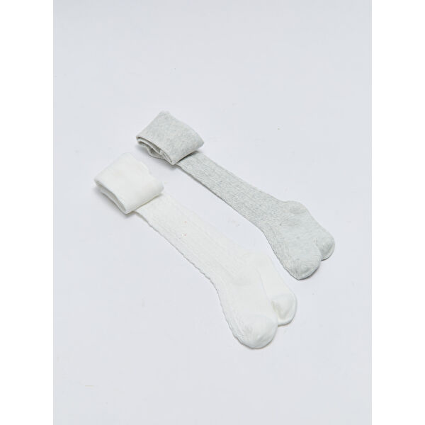 Beli Lastikli Basic Kız Bebek Külotlu Çorap 2'li
