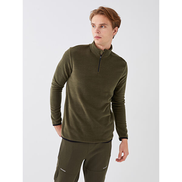 Dik Yaka Uzun Kollu Erkek Polar Sweatshirt