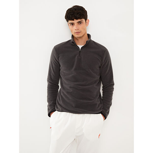 Dik Yaka Uzun Kollu Erkek Polar Sweatshirt