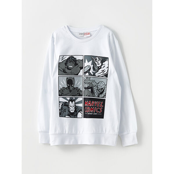Bisiklet Yaka Avengers Baskılı Uzun Kollu Erkek Çocuk Tişört