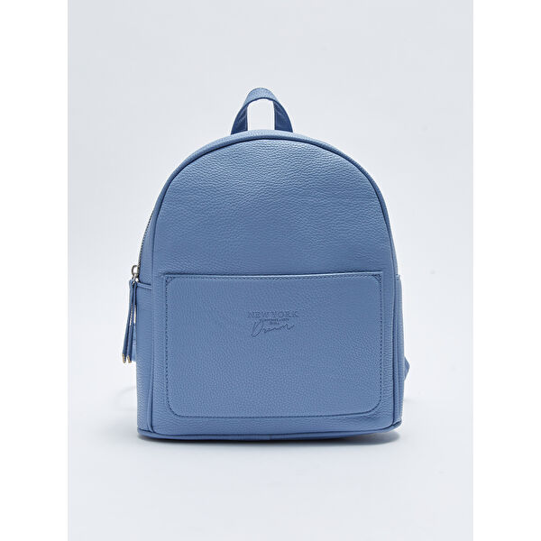 Deri Görünümlü Baskılı Kadın Sırt Çantası