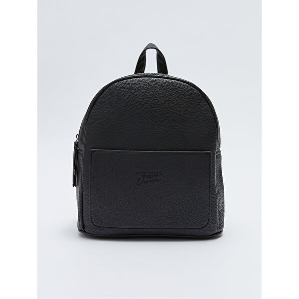 Deri Görünümlü Baskılı Kadın Sırt Çantası