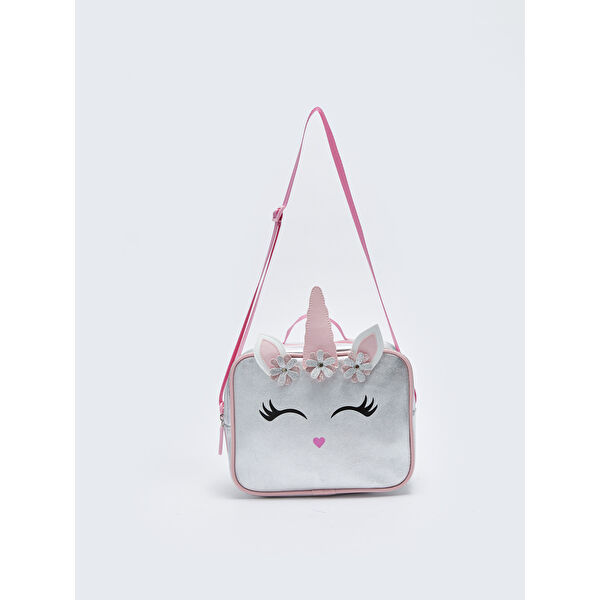 3D Patch Detaylı Metalik Deri Görünümlü Kız Çocuk Beslenme Çantası