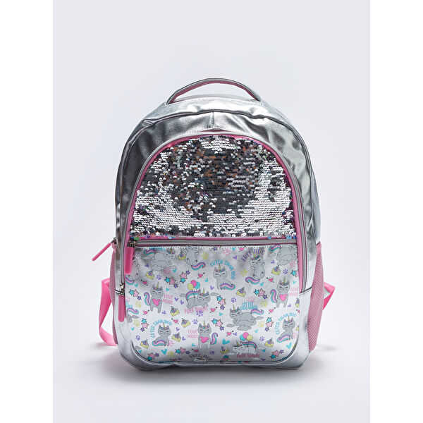 Baskılı Payetli Kız Çocuk Sırt Çantası