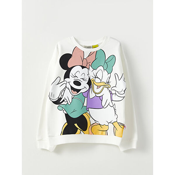 Bisiklet Yaka Minnie Mouse ve Daisy Duck Baskılı Uzun Kollu Kız Çocuk Sweatshirt Bisiklet Yaka Minnie Mouse ve Daisy Duck Baskılı Uzun Kollu Kız Çocuk Sweatshirt