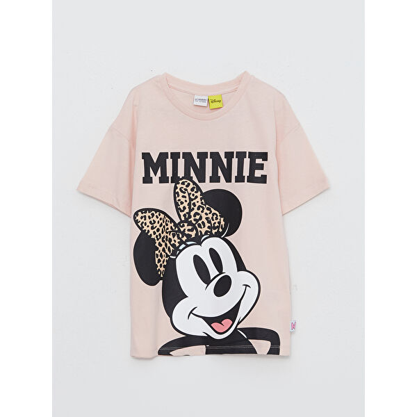 Bisiklet Yaka Minnie Mouse Baskılı Kısa Kollu Kız Çocuk Tişört Bisiklet Yaka Minnie Mouse Baskılı Kısa Kollu Kız Çocuk Tişört