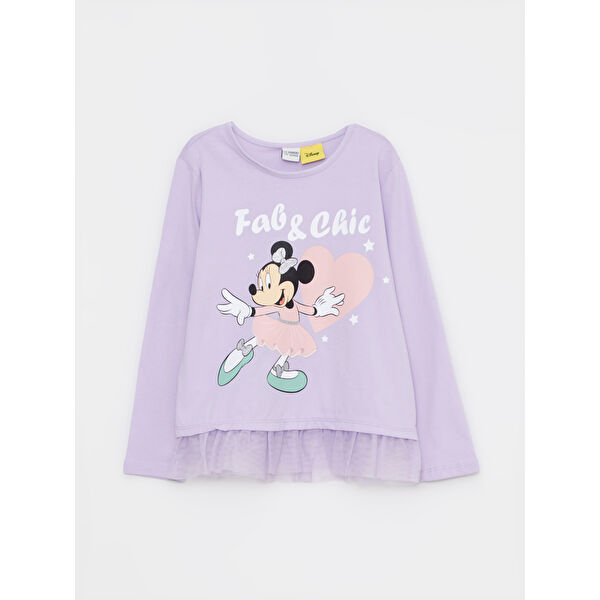 Bisiklet Yaka Minnie Mouse Baskılı Uzun Kollu Kız Çocuk Tişört Bisiklet Yaka Minnie Mouse Baskılı Uzun Kollu Kız Çocuk Tişört