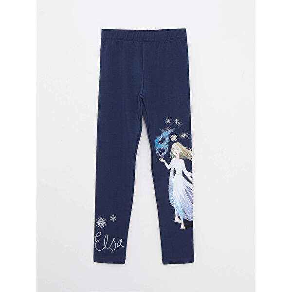 Beli Lastikli Elsa Baskılı Pamuklu Kız Çocuk Tayt