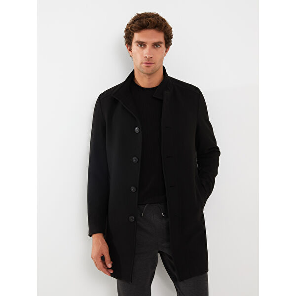 Slim Fit Dik Yaka Kalın Erkek Kaşe Kaban Slim Fit Dik Yaka Kalın Erkek Kaşe Kaban