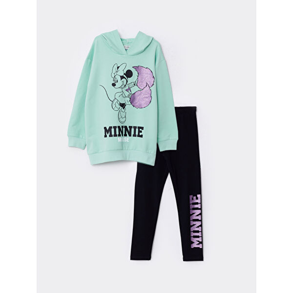 Kapüşonlu Minnie Mouse Baskılı Uzun Kollu Kız Çocuk Sweatshirt ve Tayt Kapüşonlu Minnie Mouse Baskılı Uzun Kollu Kız Çocuk Sweatshirt ve Tayt