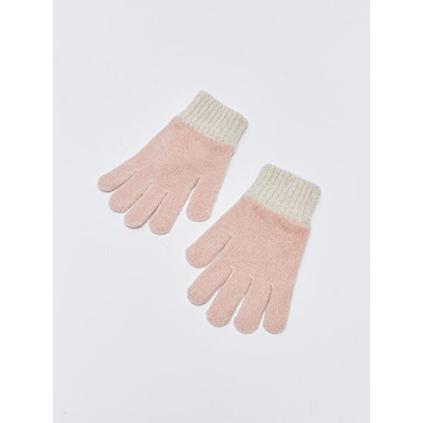 Renk Bloklu Kız Çocuk Triko Eldiven
