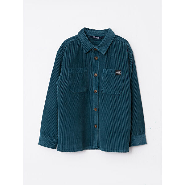 Basic Uzun Kollu Kadife Erkek Çocuk Gömlek