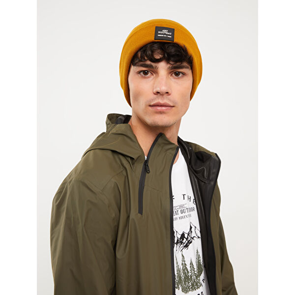 Etiket Nakışlı Erkek Triko Bere