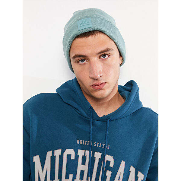 Etiket Nakışlı Erkek Triko Bere