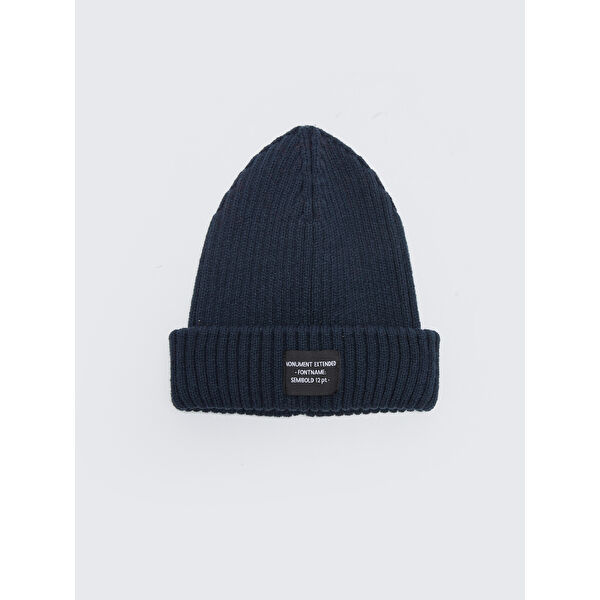 Etiket Baskılı Erkek Triko Bere