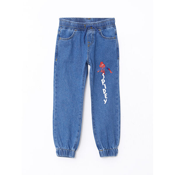 Beli Lastikli Spiderman Baskılı Erkek Çocuk Jogger Jean Pantolon Beli Lastikli Spiderman Baskılı Erkek Çocuk Jogger Jean Pantolon