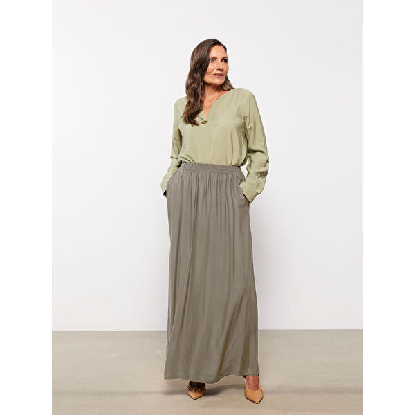 Beli Lastikli Düz A Kesim Viskon Kadın Etek Beli Lastikli Düz A Kesim Viskon Kadın Etek