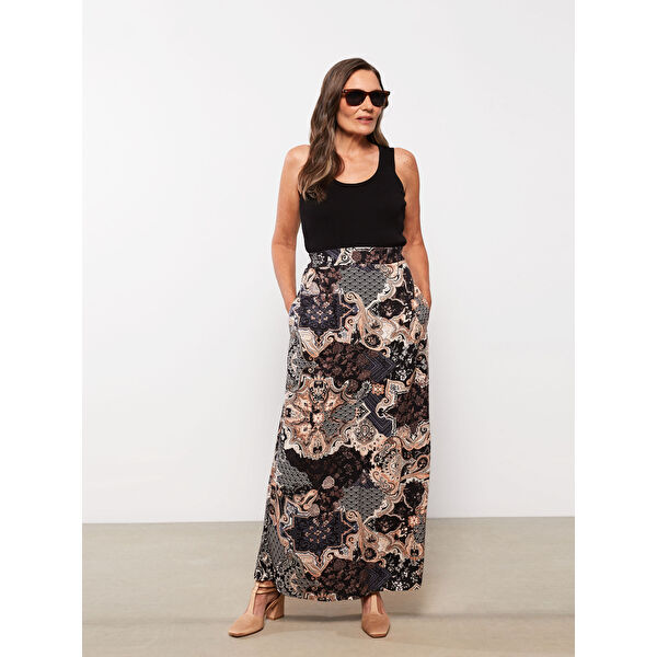 Beli Lastikli Çiçekli Viskon Kadın Etek Beli Lastikli Çiçekli Viskon Kadın Etek