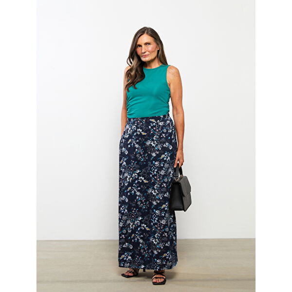 Beli Lastikli Çiçekli Viskon Kadın Etek Beli Lastikli Çiçekli Viskon Kadın Etek