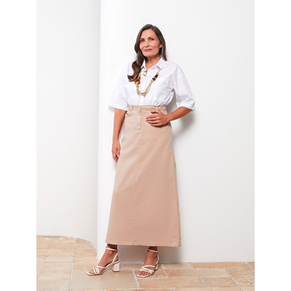 Standart Fit Düz Gabardin Kadın Etek