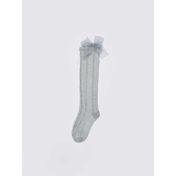 Fiyonk Detaylı Kız Çocuk Diz Altı Çorap