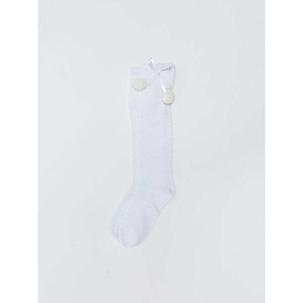 Kendinden Desenli Kız Çocuk Diz Altı Çorap