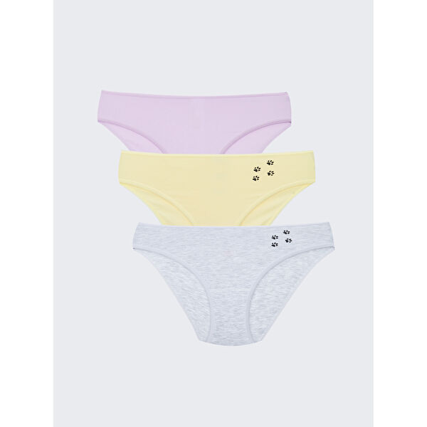 Baskılı Kadın Bikini Külot 3'lü Paket
