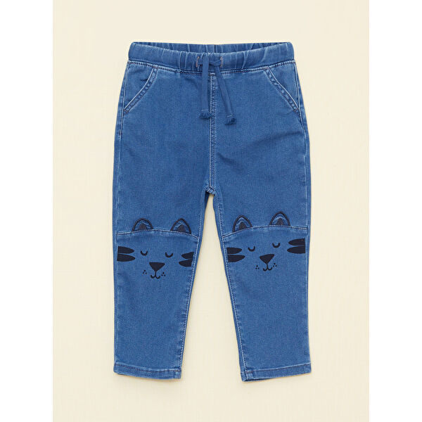 Beli Lastikli Baskılı Erkek Bebek Jean Pantolon Beli Lastikli Baskılı Erkek Bebek Jean Pantolon