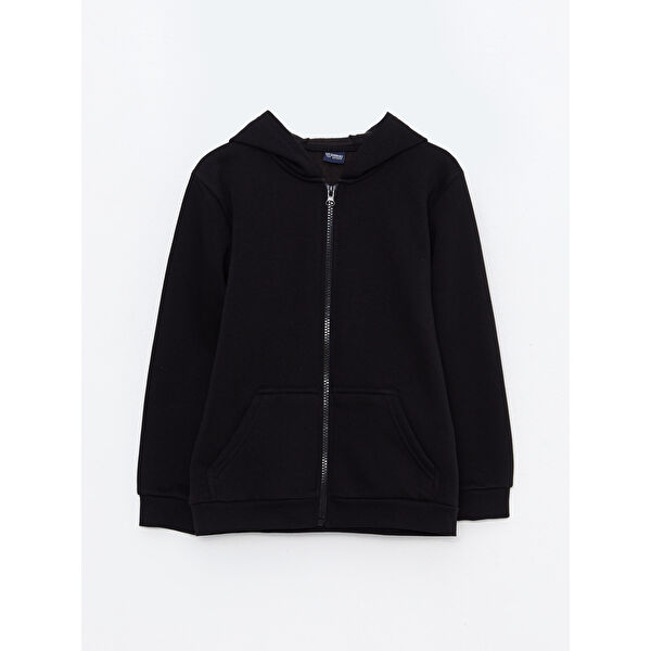 Kapüşonlu Basic Uzun Kollu Erkek Çocuk Fermuarlı Sweatshirt Kapüşonlu Basic Uzun Kollu Erkek Çocuk Fermuarlı Sweatshirt