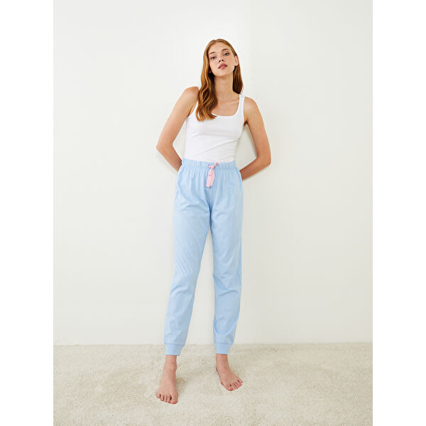 Beli Lastikli Düz Pamuklu Kadın Jogger Pijama Alt Beli Lastikli Düz Pamuklu Kadın Jogger Pijama Alt
