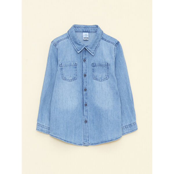 Uzun Kollu Basic Erkek Bebek Jean Gömlek Uzun Kollu Basic Erkek Bebek Jean Gömlek