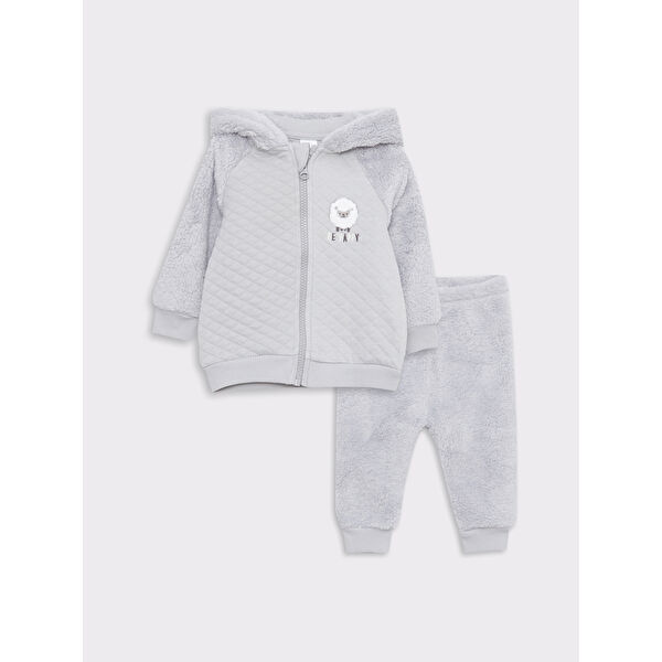 Kapüşonlu Uzun Kollu Erkek Bebek Eşofman Takımı 2'li