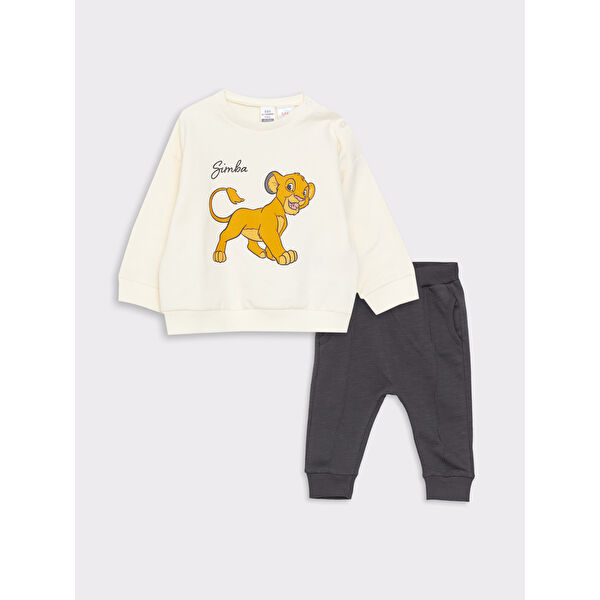 Bisiklet Yaka Uzun Kollu Aslan Kral Baskılı Erkek Bebek Sweatshirt ve Pantolon 2'li Takım Bisiklet Yaka Uzun Kollu Aslan Kral Baskılı Erkek Bebek Sweatshirt ve Pantolon 2'li Takım