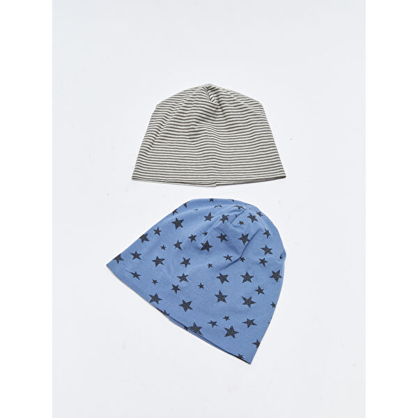 Baskılı Erkek Bebek Bere 2'li