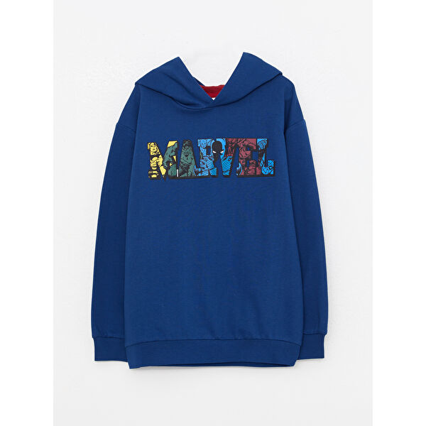 Kapüşonlu Marvel Baskılı Uzun Kollu Erkek Çocuk Sweatshirt Kapüşonlu Marvel Baskılı Uzun Kollu Erkek Çocuk Sweatshirt