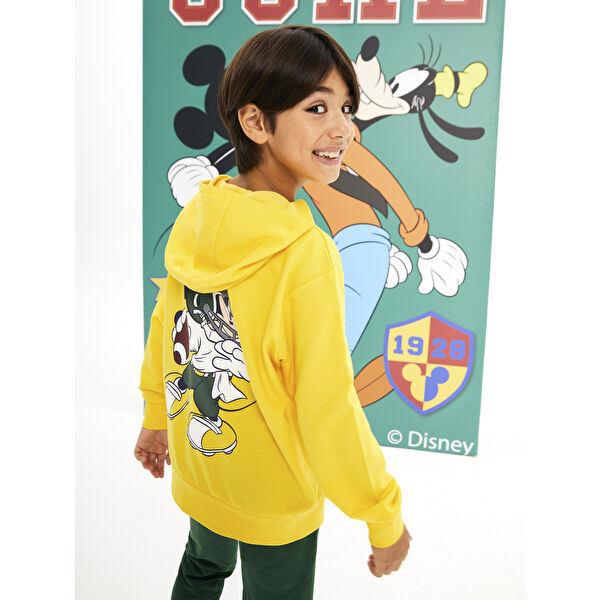 Kapüşonlu Mickey Mouse Nakışlı Uzun Kollu Erkek Çocuk Sweatshirt Kapüşonlu Mickey Mouse Nakışlı Uzun Kollu Erkek Çocuk Sweatshirt