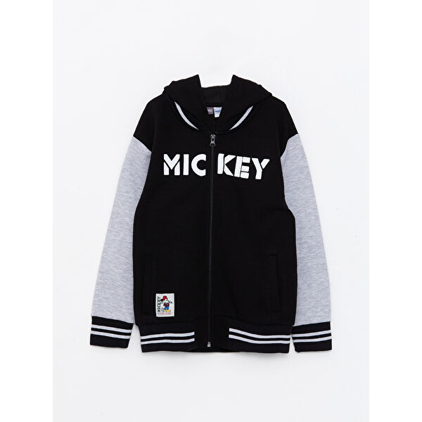 Kapüşonlu Mickey Mouse Baskılı Uzun Kollu Erkek Çocuk Fermuarlı Sweatshirt Kapüşonlu Mickey Mouse Baskılı Uzun Kollu Erkek Çocuk Fermuarlı Sweatshirt