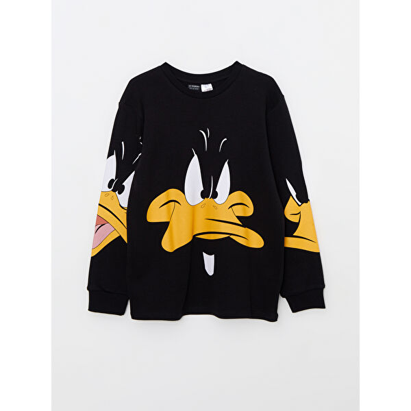 Bisiklet Yaka Daffy Duck Baskılı Uzun Kollu Erkek Çocuk Tişört Bisiklet Yaka Daffy Duck Baskılı Uzun Kollu Erkek Çocuk Tişört