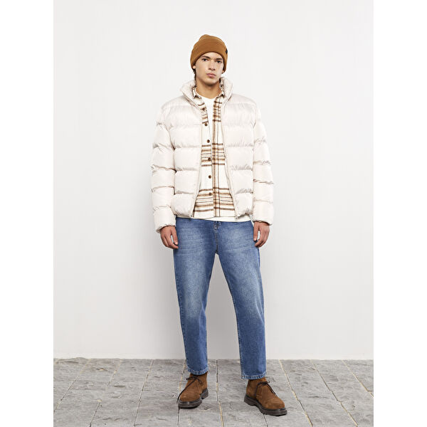 Standart Kalıp Dik Yaka Erkek Şişme Mont