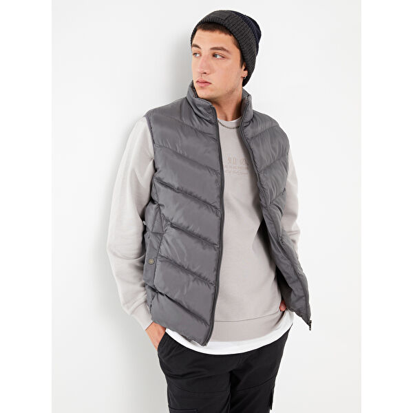 Standart Kalıp Dik Yaka Erkek Şişme Yelek